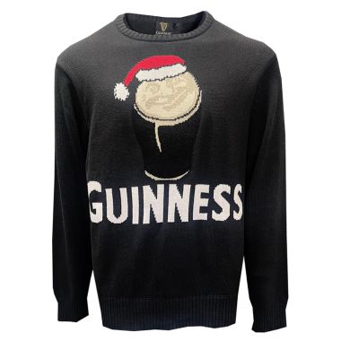 Guinness Christmas Smiley Pint Santa Hat Sweatshirt Black / Red / White ...