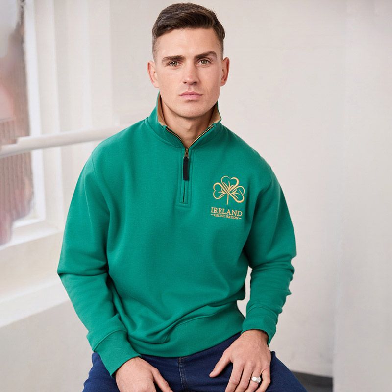 Trad Craft Ireland Premium Half Zip Top Green | O'Neills